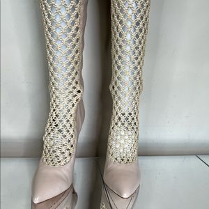 Emily B | Shoes | Emily B Leather Crochet Thigh High Boots | Poshmark